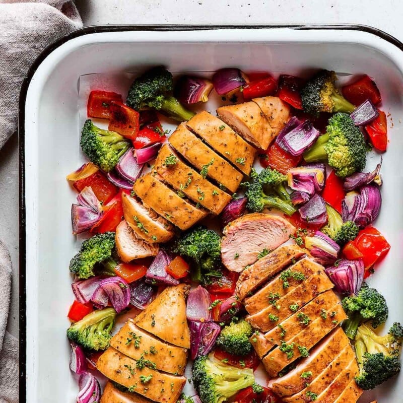Sheet Pan Chicken and Veggies | Dinner In Under 30 Minutes!
