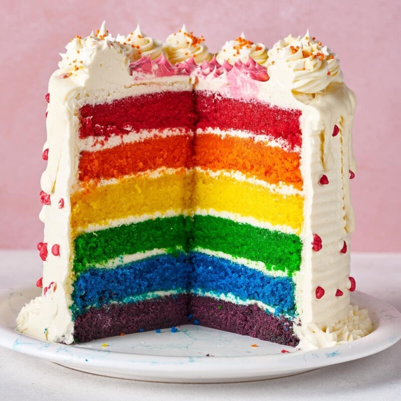 Easiest Rainbow Cake {No Eggs Or Milk} - The Big Man's World
