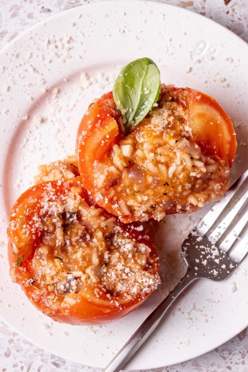 Stuffed Tomatoes Recipe {Parmesan Mushroom Filling}